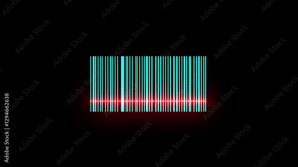 barcode being scanned with a laser beam barcode scanner with black ...