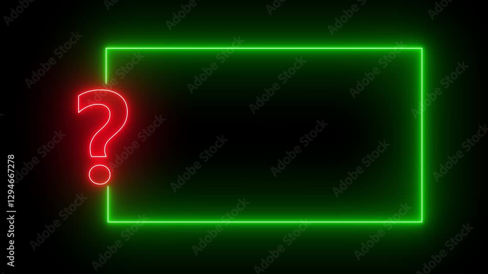 Question mark neon sign light on wall background. Quiz trivia game ...