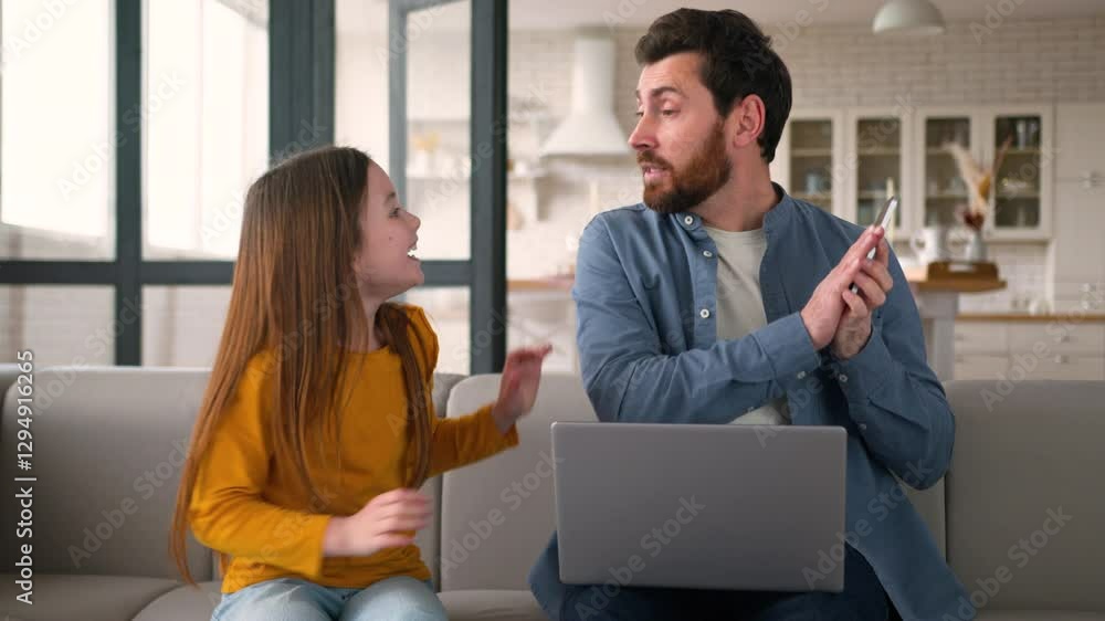 Noisy Caucasian girl kid schoolgirl need attention bad behavior ...