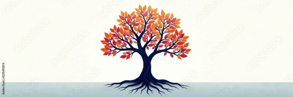 Poster Line icon of a family tree with interconnected branches and ...