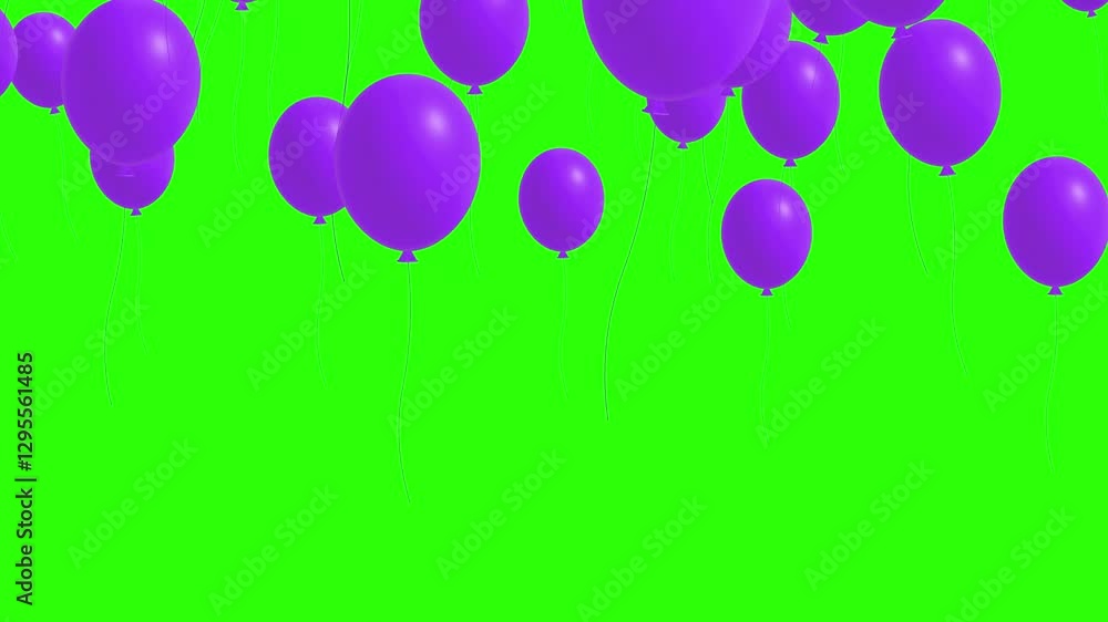 3D purple balloons floating up on green screen. Stock Video | Adobe Stock