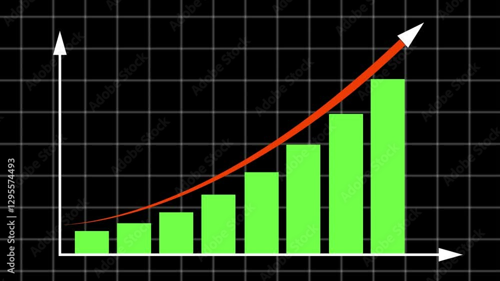 Rising Arrow on Graph with Rocket and Sale Icons, Abstract Business ...