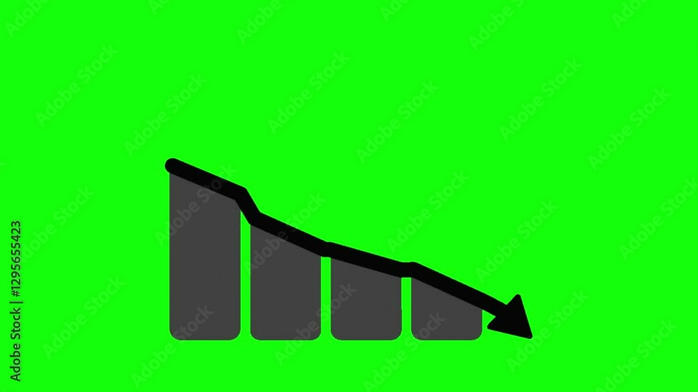 Animated chart of financial decline line chart. Concept of economic ...