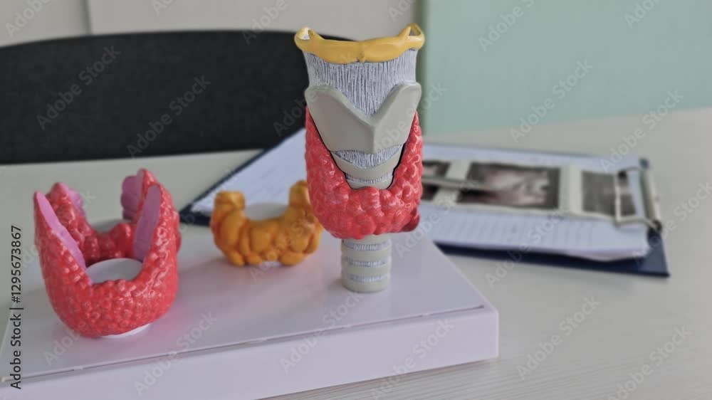 Thyroid model display showing anatomical details and educational tools ...