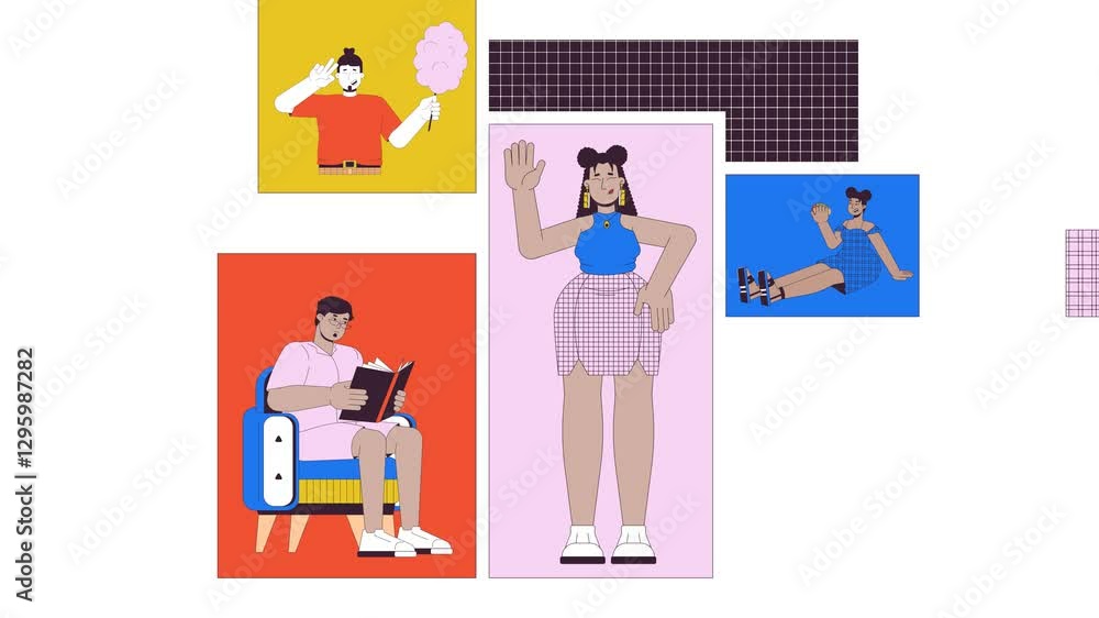 Body positivity and self-acceptance bento grid animation. Self love ...