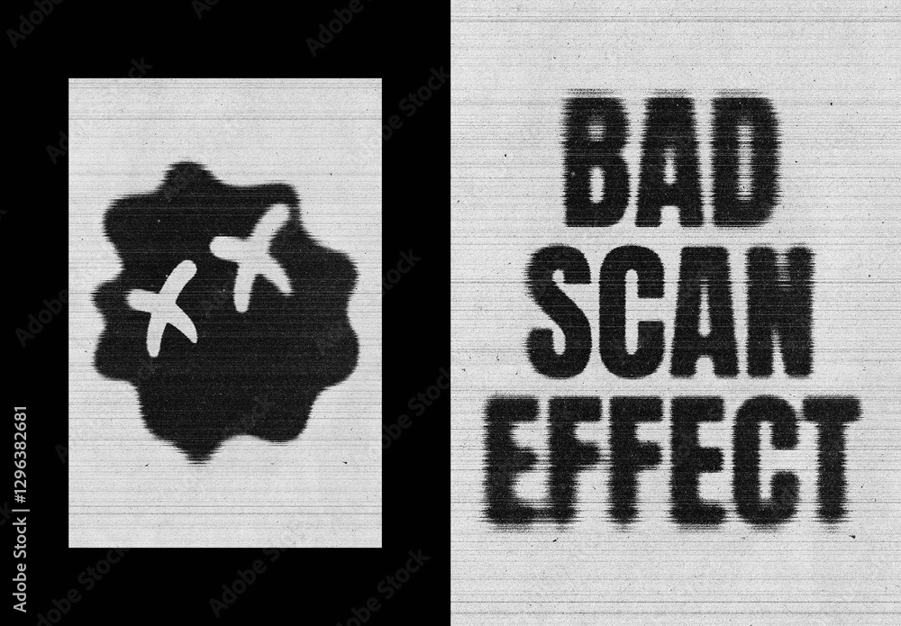 Bad Scan Poster Text & Logo Effect Mockup Stock Template | Adobe Stock