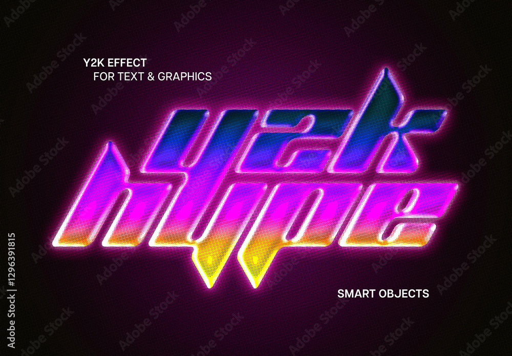 Y2K Text & Graphics Effect Mockup Stock Template | Adobe Stock