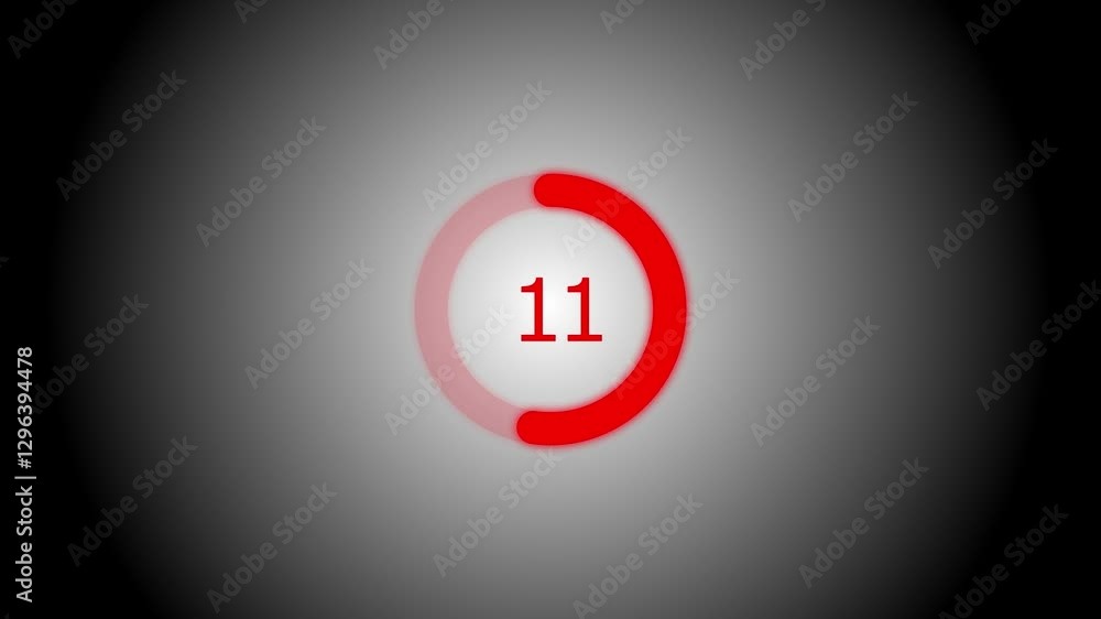Circular countdown timer animation from 0 to 20 seconds in 4K resolution for vertical mobile ...