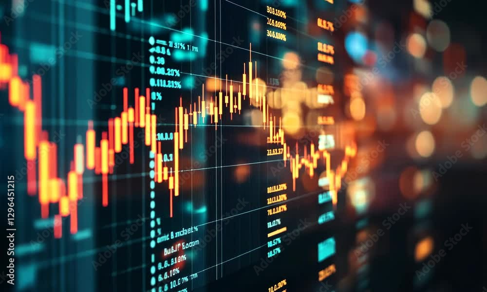 Dynamic stock market data visualization with fluctuating graphs and ...