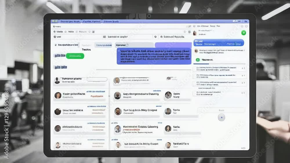 A digital workspace interface is shown, featuring team management and ...
