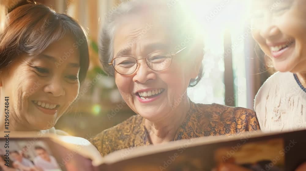 A joyful grandmother shares cherished memories with her family as they ...