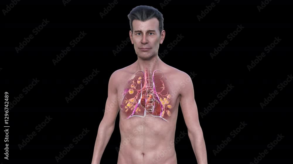 A man with lungs affected by cystic fibrosis, a genetic disorder ...