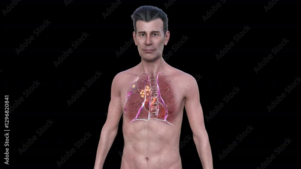 Primary lung tuberculosis in a man with the Ranke complex, 3D animation ...