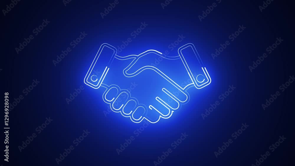 Handshake symbol concept. Animation of shaking hands blue color icon in ...