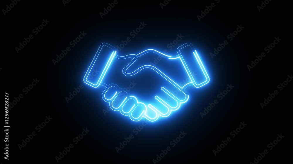 Handshake symbol concept. Animation of shaking hands red color icon in ...