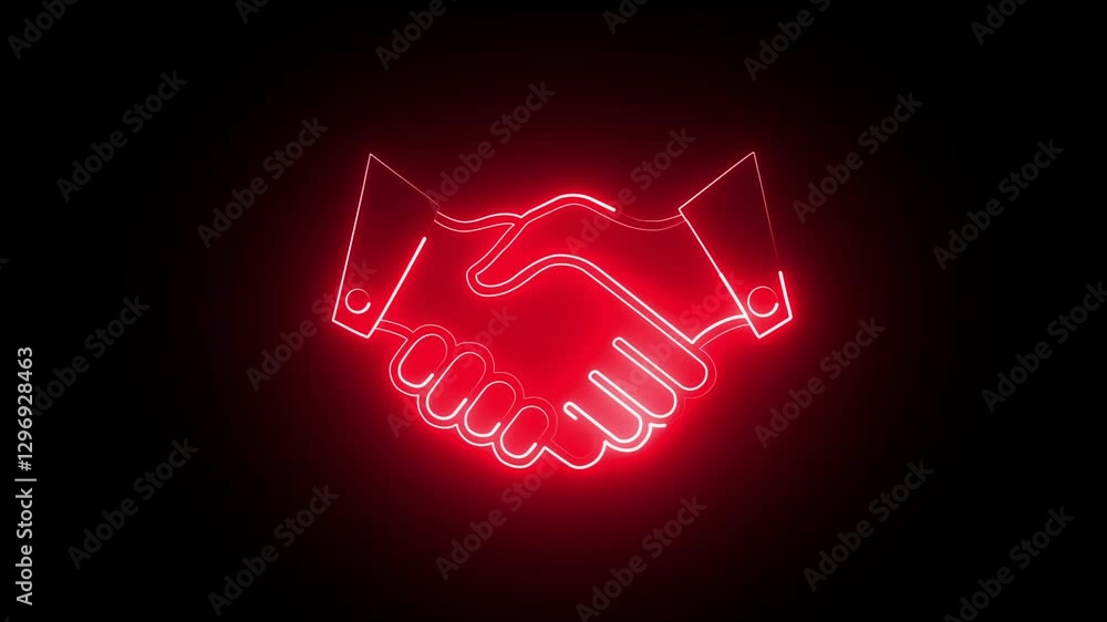 Handshake symbol concept. Animation of shaking hands red color icon in ...