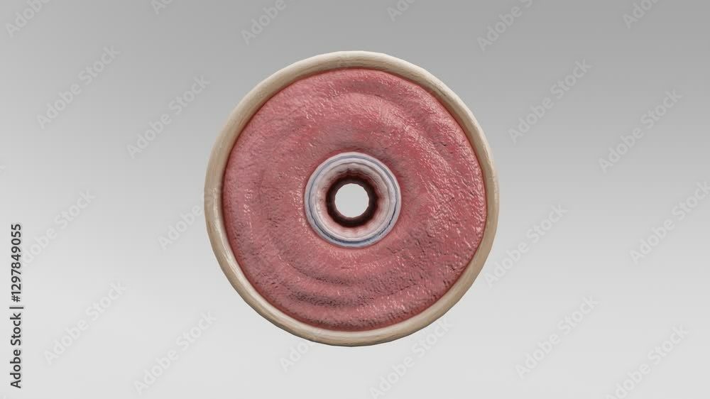 3D Histological cross-section of a muscular and elastic artery, showing ...