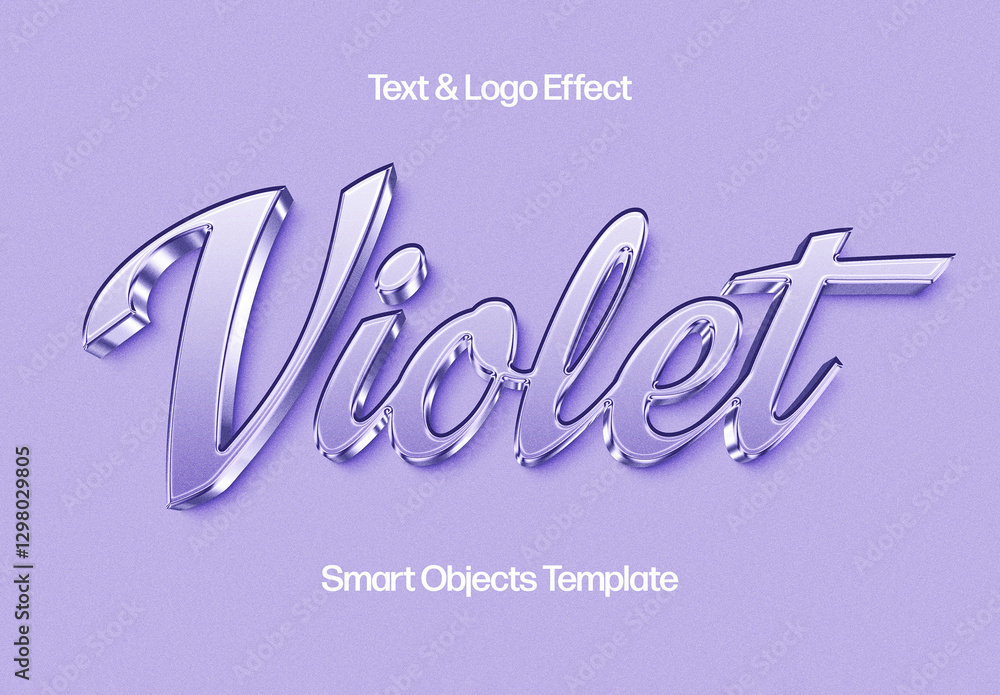 Purple 3D Metal Text & Logo Effect Mockup Stock Template | Adobe Stock