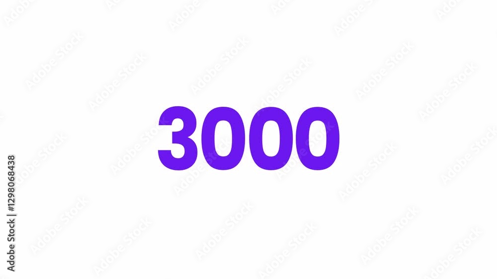 3000 or Three Thousand Text Animation. Alpha matte with transparent ...
