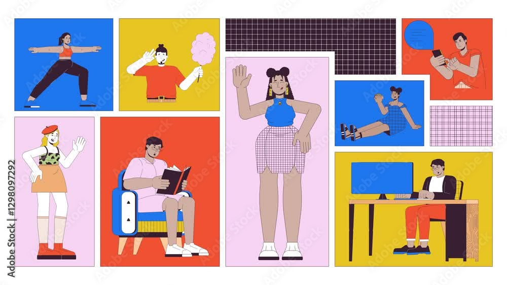 Body positivity and self-acceptance animated bento grid layout. Self ...