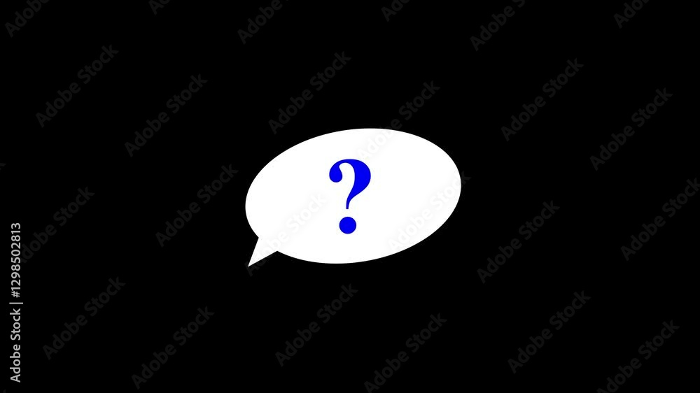 Question mark icon animation on a black background. glowing asking icon ...