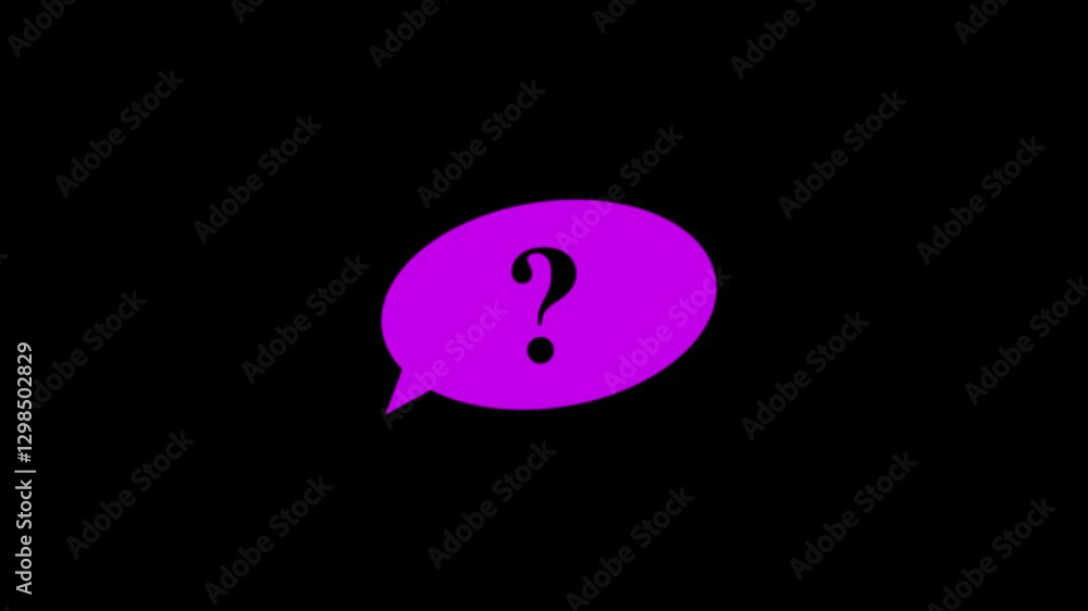 Question mark icon animation on a black background. glowing asking icon ...