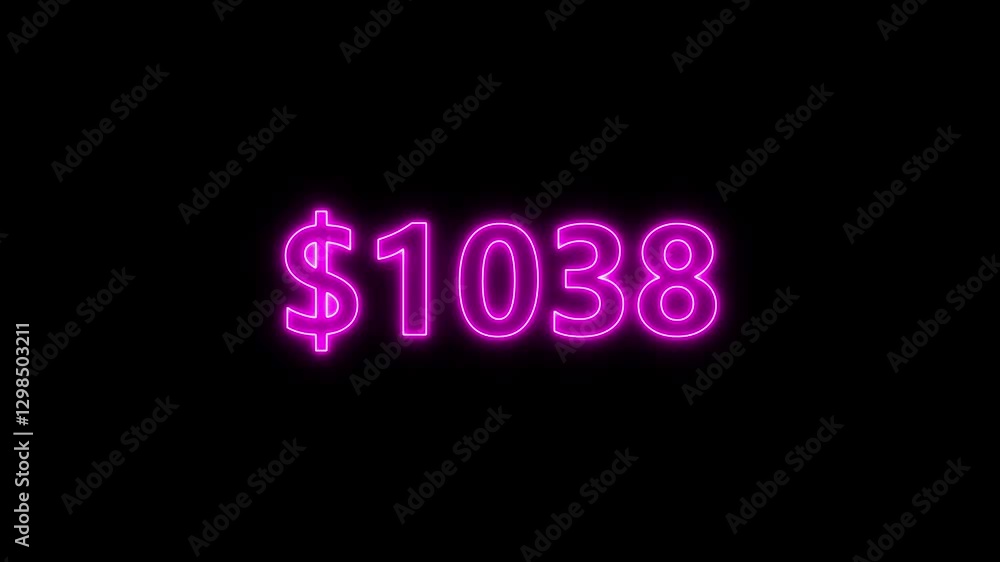 Animated counting neon Numbers from 0 to 2000 with alpha channel ...