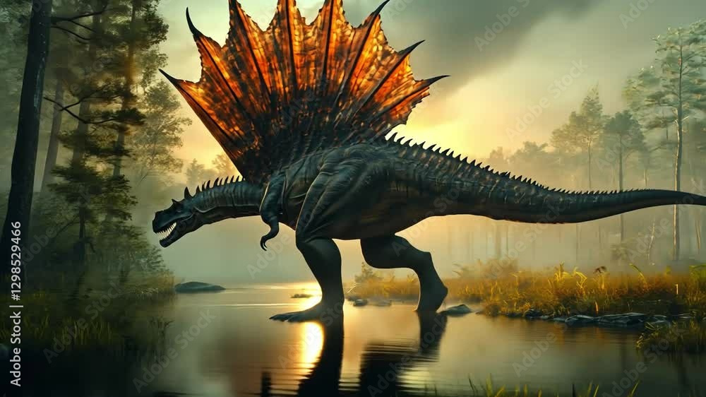 Spinosaurus in the Wild: A majestic Spinosaurus strides purposefully ...