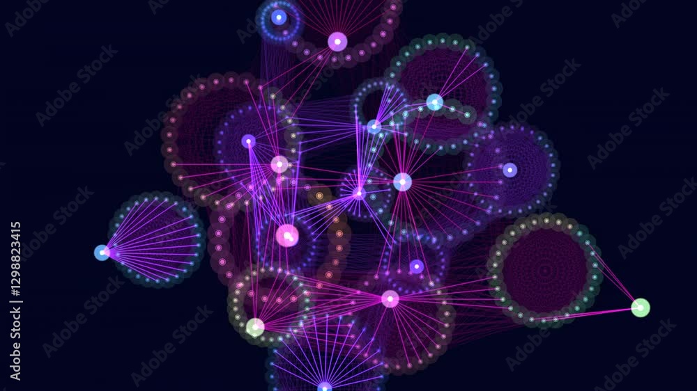 This image visually depicts a network of interconnected circles ...
