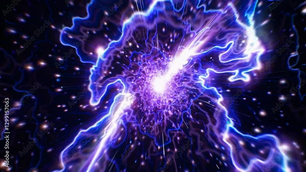 Electric energy is exploding in the deep space generating a bright ...