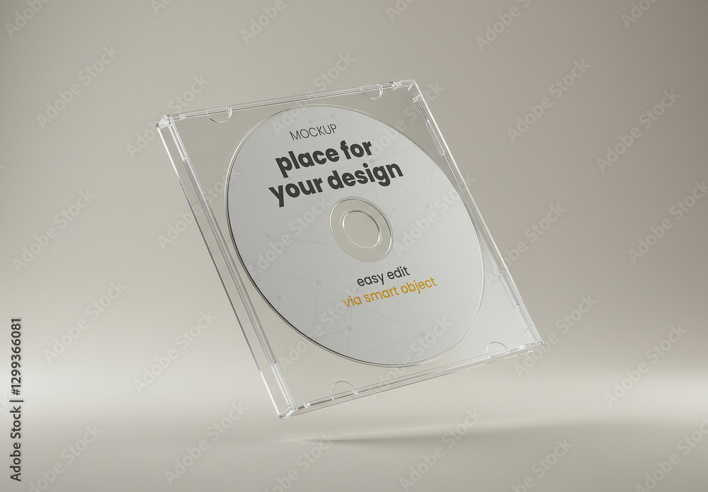 Floating Cd DVD on Transparent Case Mockup Stock Template | Adobe Stock
