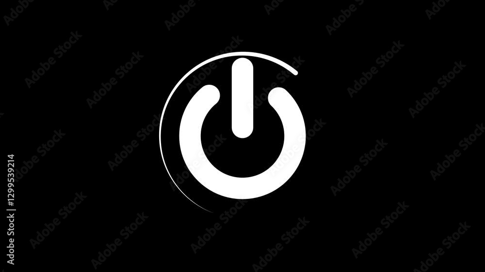 Abstract circle power button icon animated on a black background. power ...