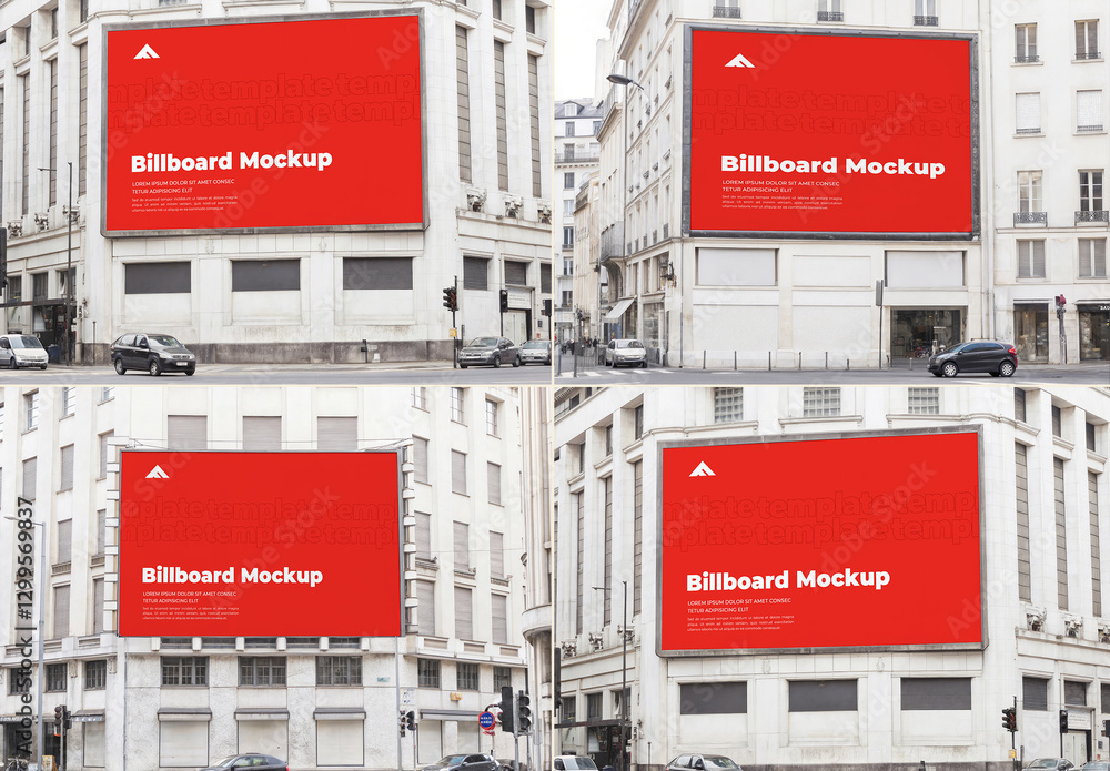 Billboard On Classic Building Mockup Stock Template | Adobe Stock