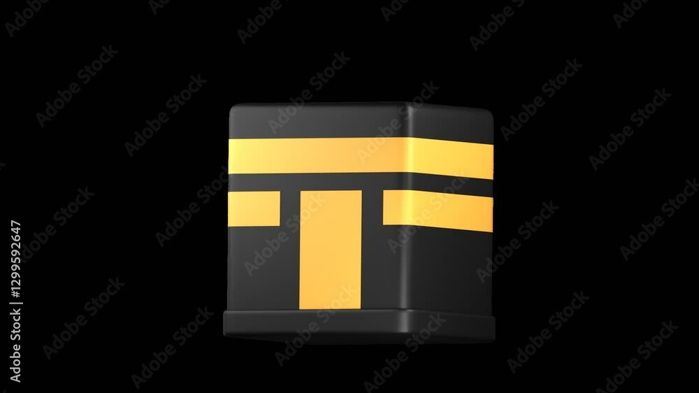 3D animated Kaaba icon with smooth motion, alpha channel, and ...
