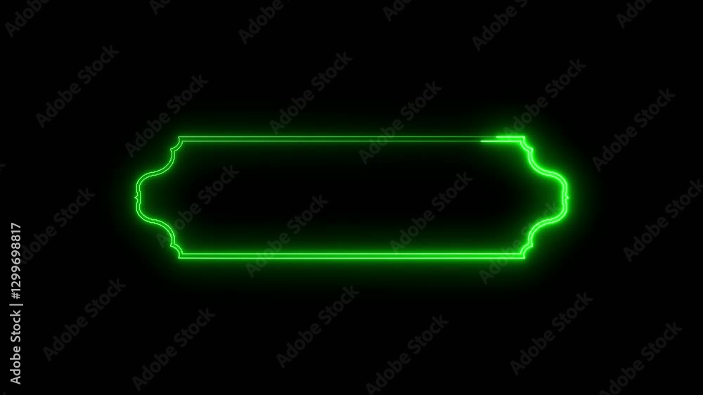 Glowing neon line luxury arabic islamic text box title frame border ...