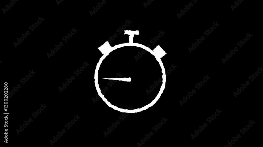 Scribble Stopwatch with Moving Hand Animation on Black Background in 4K ...