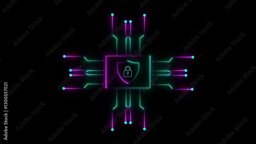 Animated circuit board. Digital technology background. Central computer ...