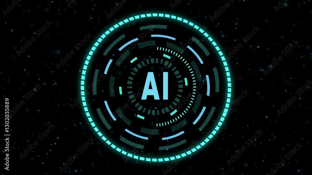 Futuristic AI Digital Interface with Glowing HUD Elements high-tech ...