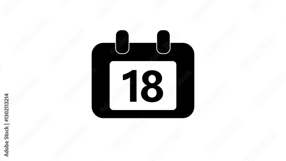 Calendar icon - day 18 animation Luma matte with transparent background ...