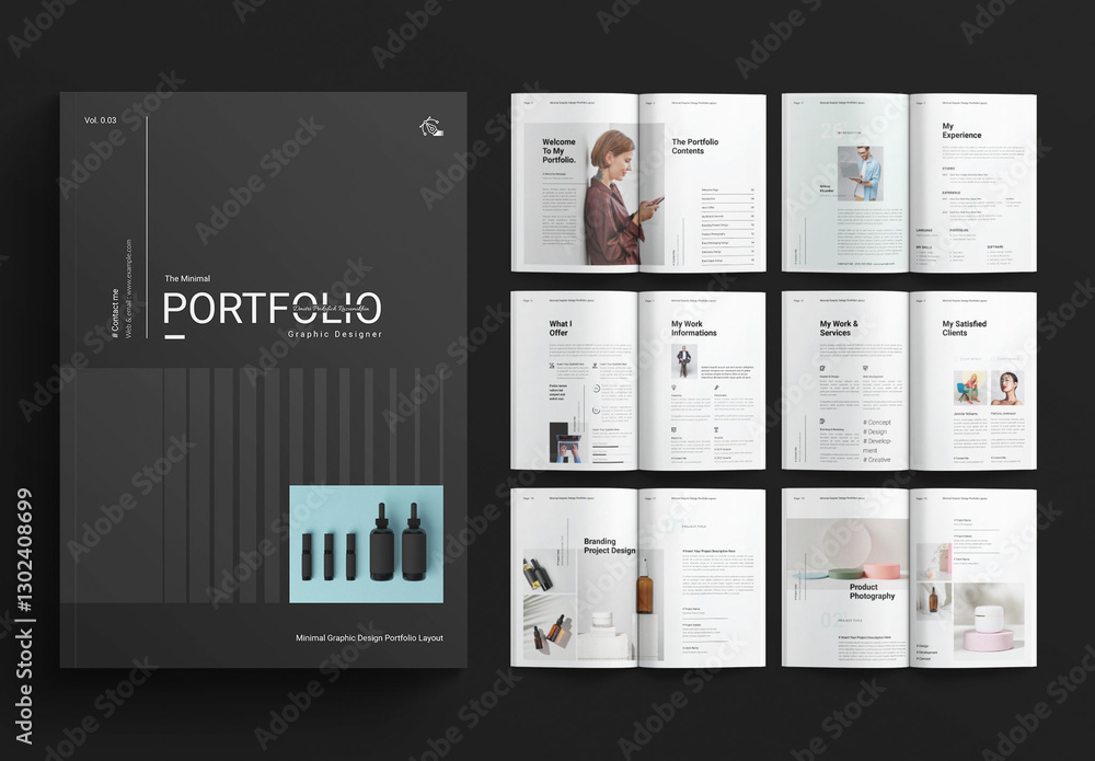 Minimal Graphic Design Portfolio Layout Stock Template | Adobe Stock