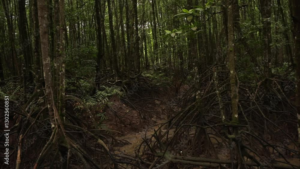 Vidéo Stock Mangrove tree forest in brackish waters. Mangroves are a ...