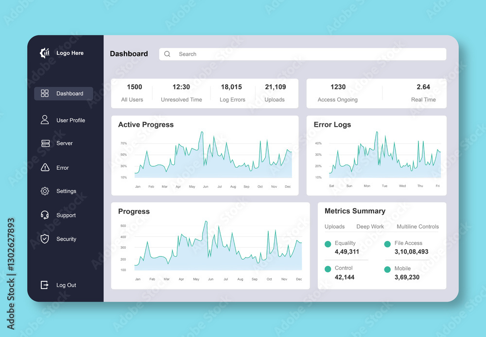 Server Monitoring Dashboard Design Stock Template Adobe Stock
