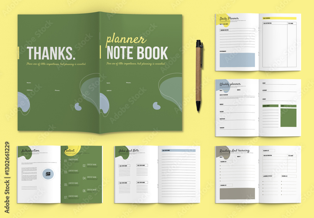 Daily Notebook Planner Layout Design Template Stock Template | Adobe Stock