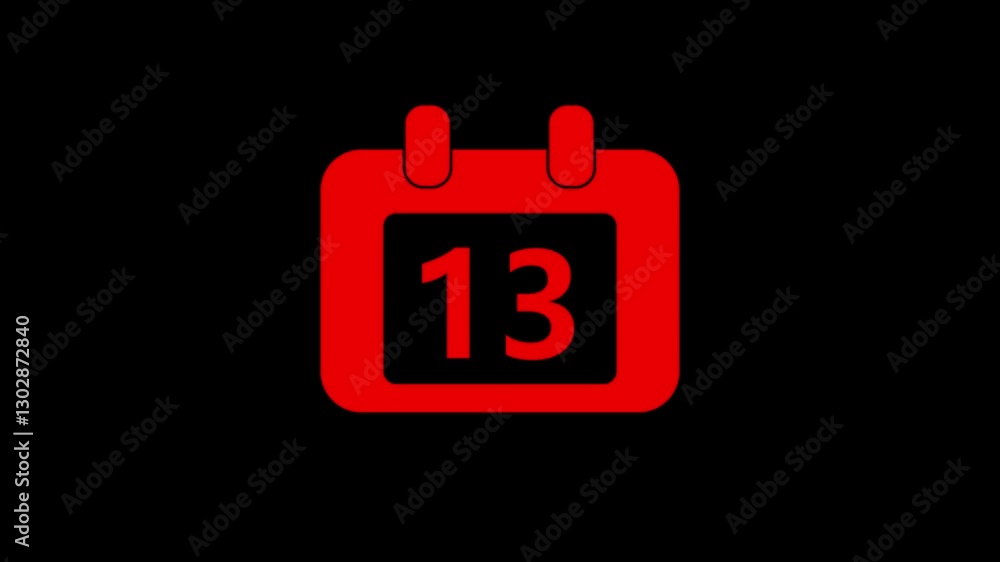 Calendar icon - day 13 animation Luma matte with transparent background ...