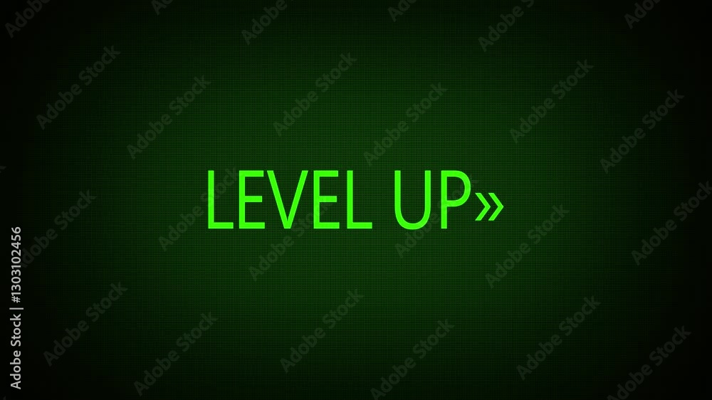 Video Stock Level UP text with bad signal. Glitch effect. Seamless loop ...