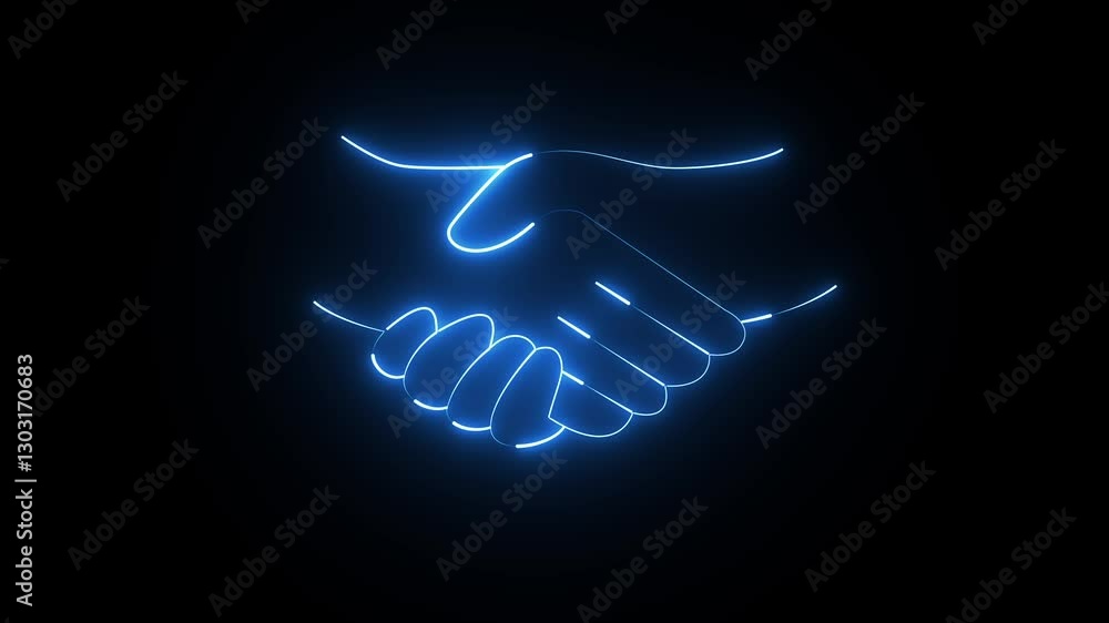 Handshake symbol concept. Animation of shaking hands blue color icon in ...