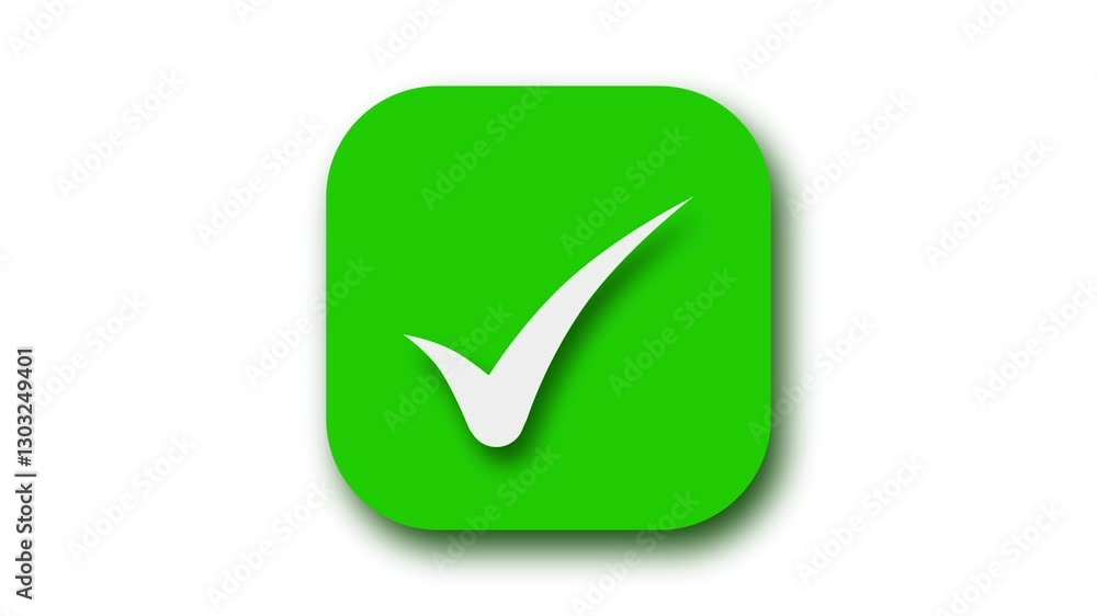 3d shape check mark animation, Tick mark animated on white background ...