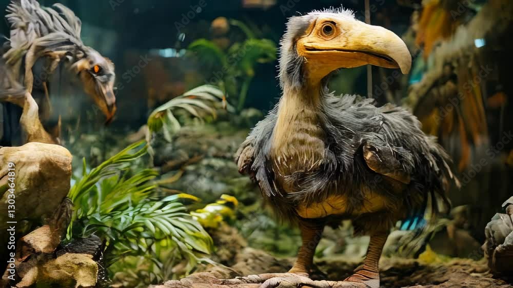 video of taxidermied dodo bird, an extinct flightless species ...
