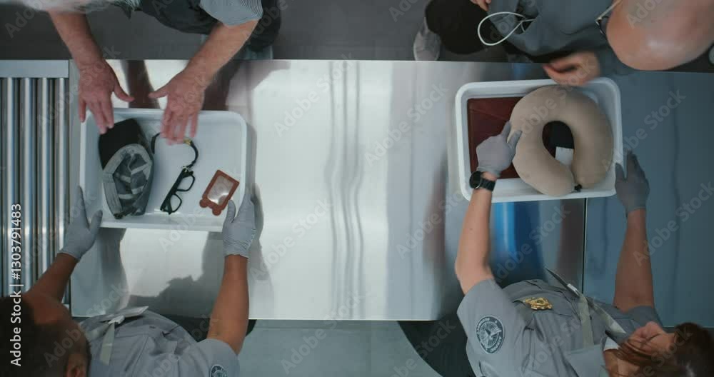 Diverse People, Tourists Putting Personal Items in Plastic Trays for X ...