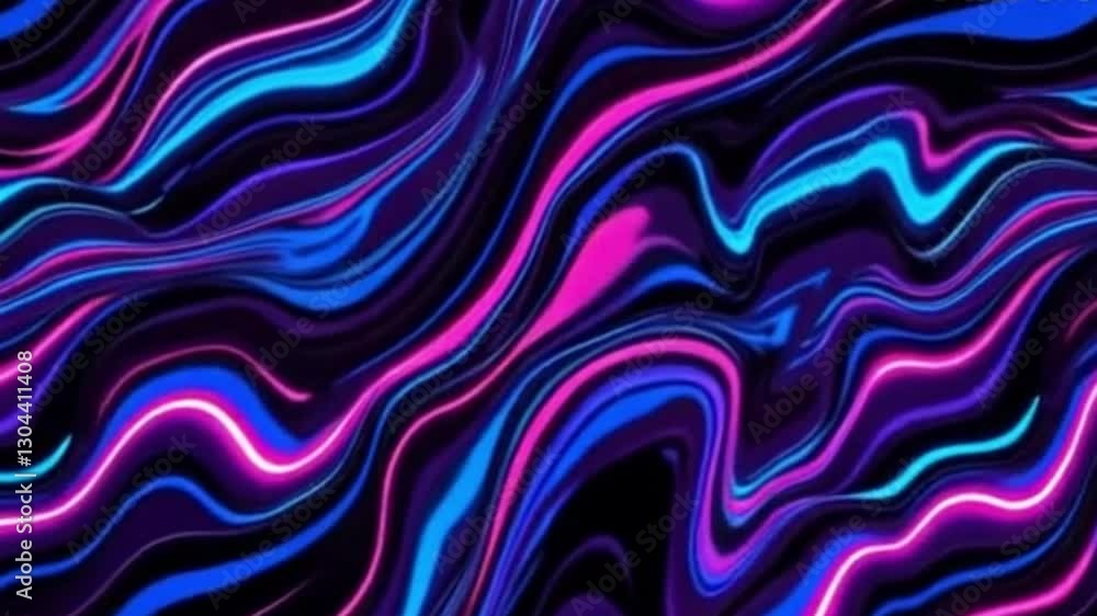 retro abstract motion, seamless looping animation, neon wave pattern ...